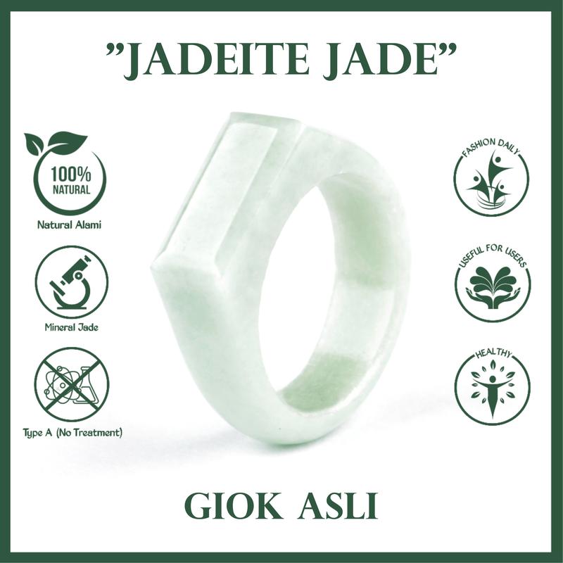 Cincin Batu Giok Hijau Natural Jadeite Jade Original Stone Ring Pria ...