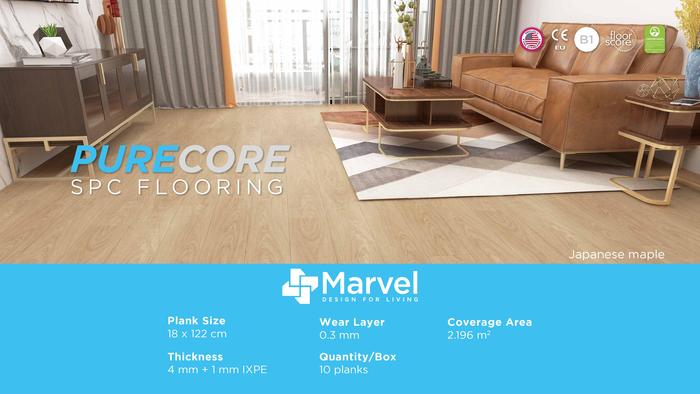 Jual SPC Flooring Marvel Purecore+ Tebal 5mm Motif Kayu Anti Rayap ...