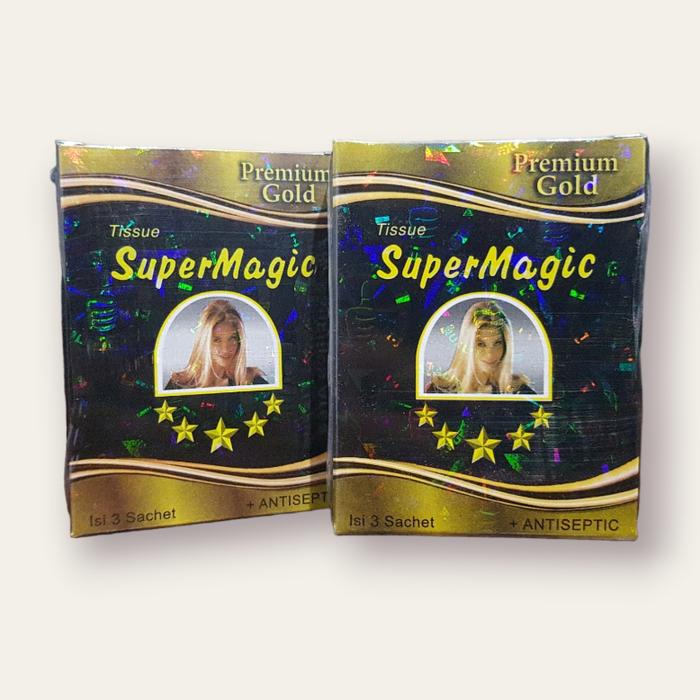 Jual Tissue / Tisu Super Magic Premium Gold isi 3 sachet Untuk Pria ...