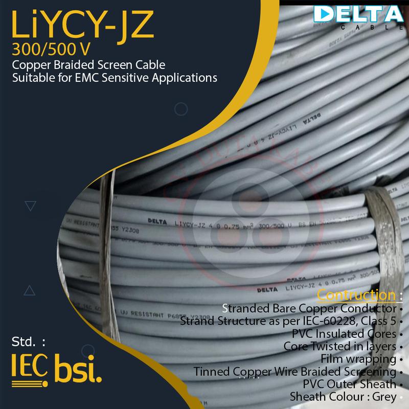 Kabel LiYCY-JZ 4x0,75 mm2 DELTA /4x0,75mm2/4x0.75 mm2/4 x 0.75mm2 mm ...