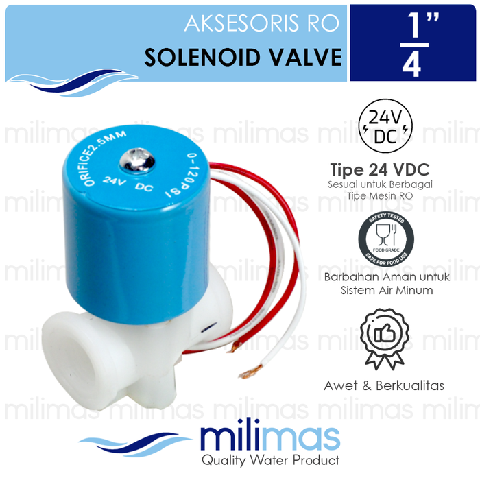 Promo MILI Solenoid Valve 24 VDC Reverse Osmosis 1/4"-Selenoid Stop ...
