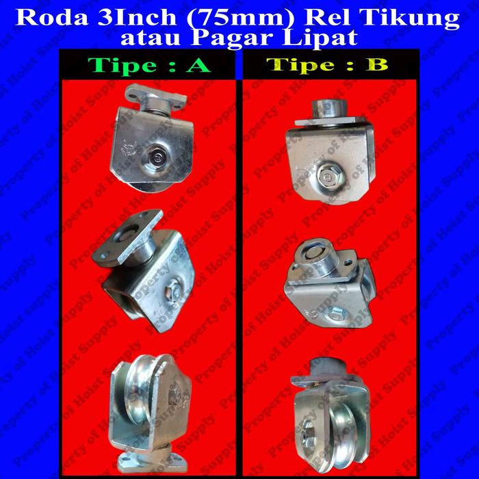 Jual Roda pagar pintu sliding Bull Brand 3 inch (7,5cm) rel tikung ...