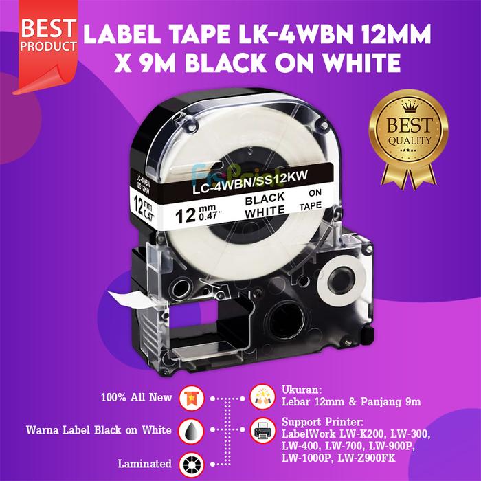 Jual Label Tape Laminated 12mm 18mm 24mm 36mm LK4WBN LK5WBN LK6WBN ...