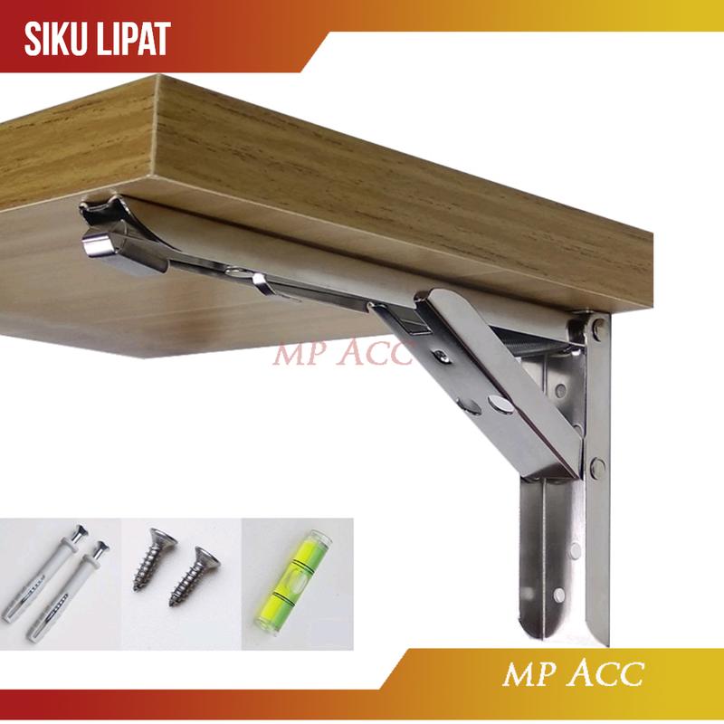 Bracket Engsel Siku Lipat Stainless Steel Load 65kg 8 Inch Rak - Shop ...