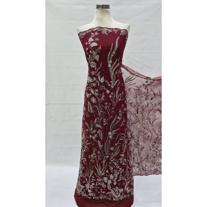 Bahan Kebaya Kain Tulle Embroidery Stone/Tile Bordir Payet - Shop ...