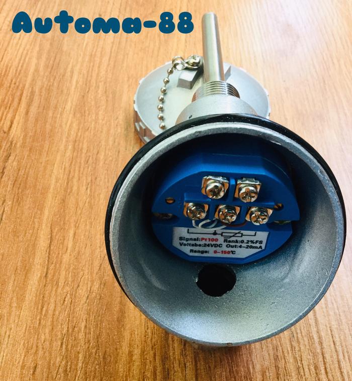 Jual Temperature Transmitter 24Vdc output 0-10V NPT 1/2 5cm 10cm 15cm ...