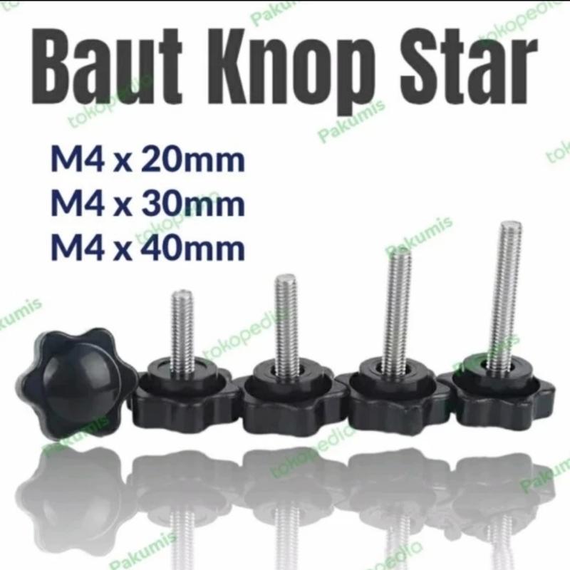 baut knop m4 x 20 30 40 baut knop star - Shop | Tokopedia