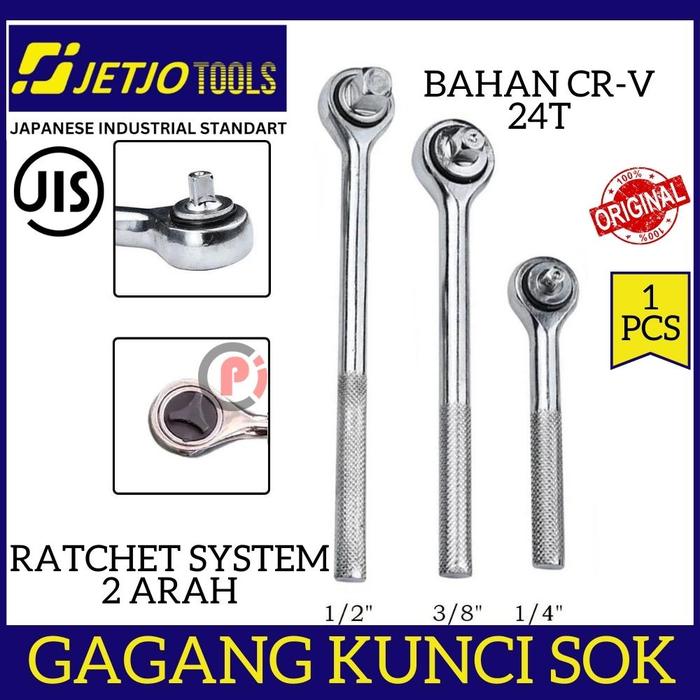 Jual JETJO Gagang Kunci Shock Sok Ratchet Handle System 1/4 3/8 1/2 ...