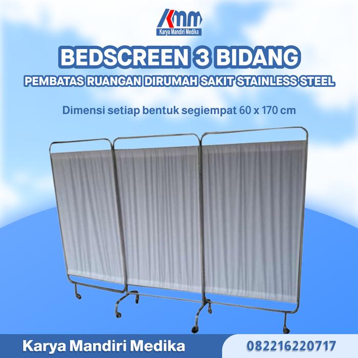 Jual Bedscreen 3 Bidang Stainless || Tirai Pembatas Ruangan Pasien UKS ...