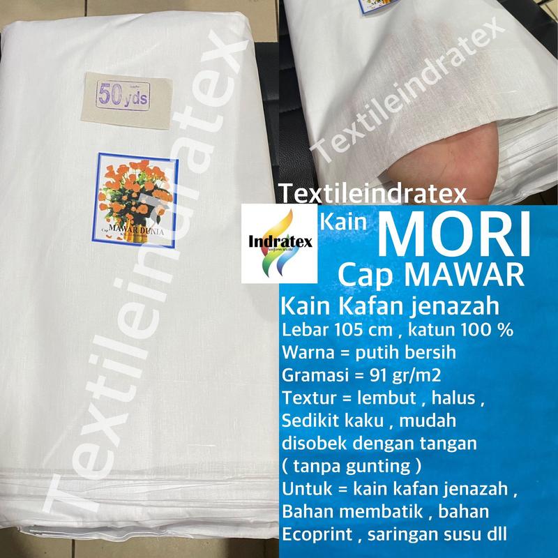 ( per setengah meter ) Kain kafan mori katun CAP MAWAR DIANA ROSE ...