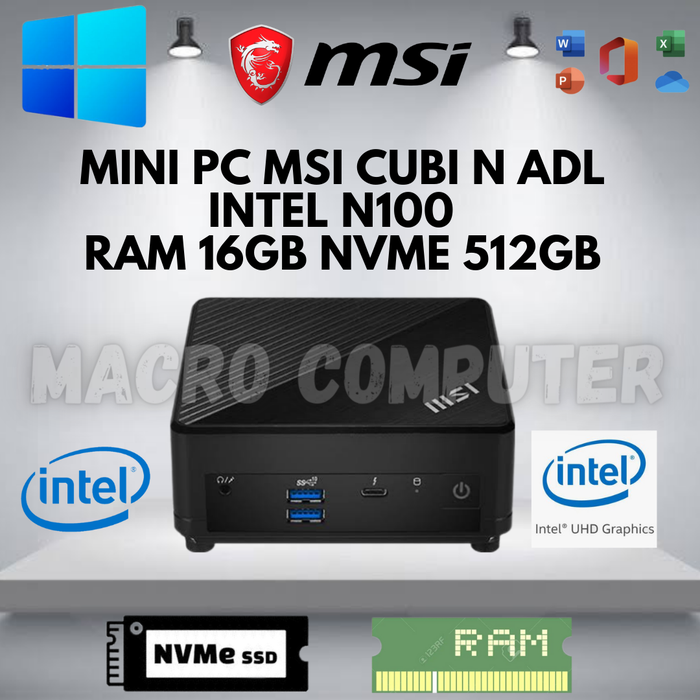 Jual Mini PC MSI Cubi N ADL FULLSET +WIN 11 +RAM +SSD - Intel N100 ...