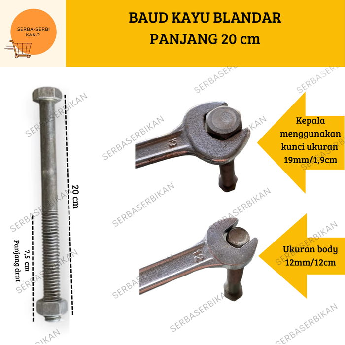 Jual BAUD MUR BAJA 19MM PANJANG 20CM | BAUT BLANDAR KAYU - Kota Tegal ...