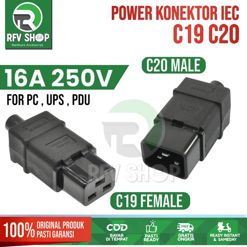 Konektor Power Socket IEC C20 Male / C19 Female 16A 250V for PDU UPS ...
