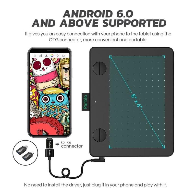 PARBLO A640 V2 Pen Tablet Drawing 8192 Pressure Level Alternatif Wacom ...