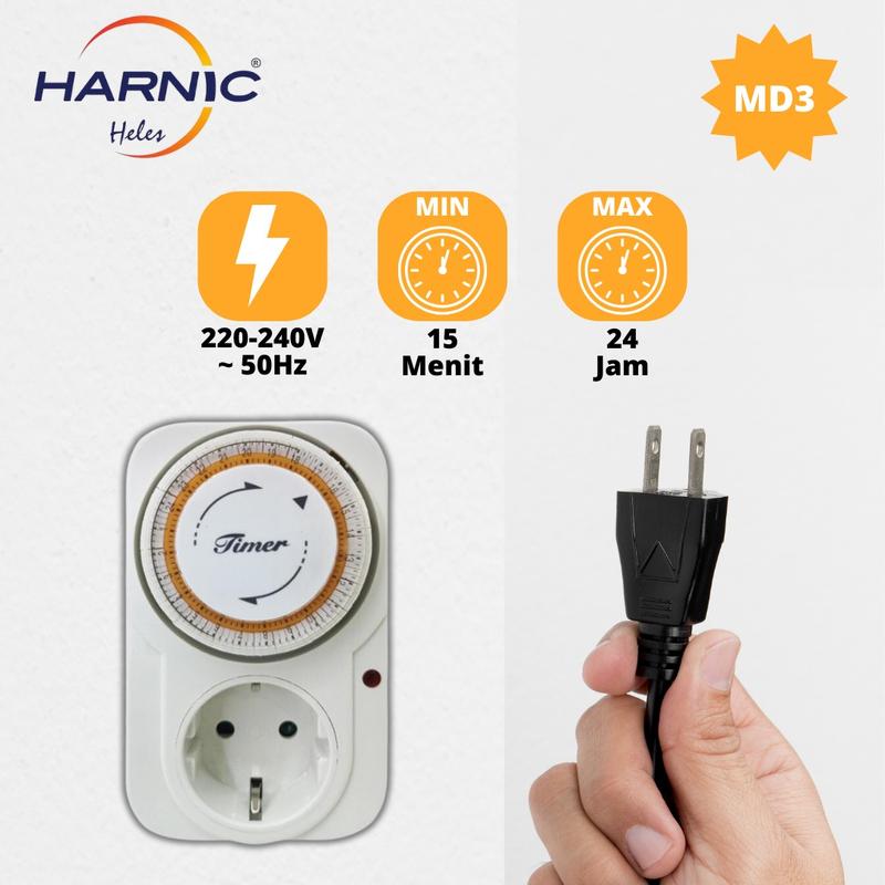 Timer Listrik - Timer Analog - Stop kontak Timer 24 Jam - HELES MD3 ...