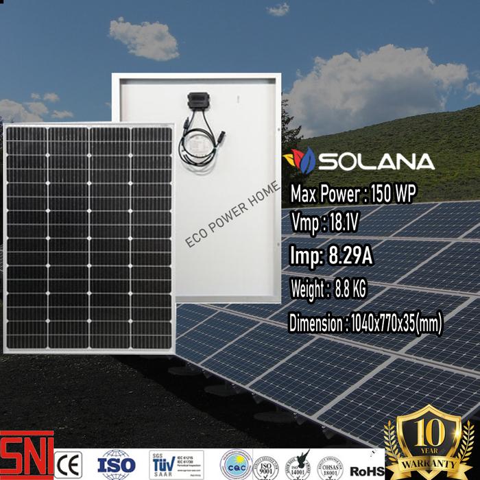 Jual SOLANA 150WP 12V MONO SILVER PANEL SURYA / SOLAR CELL 12 V 150 WP ...