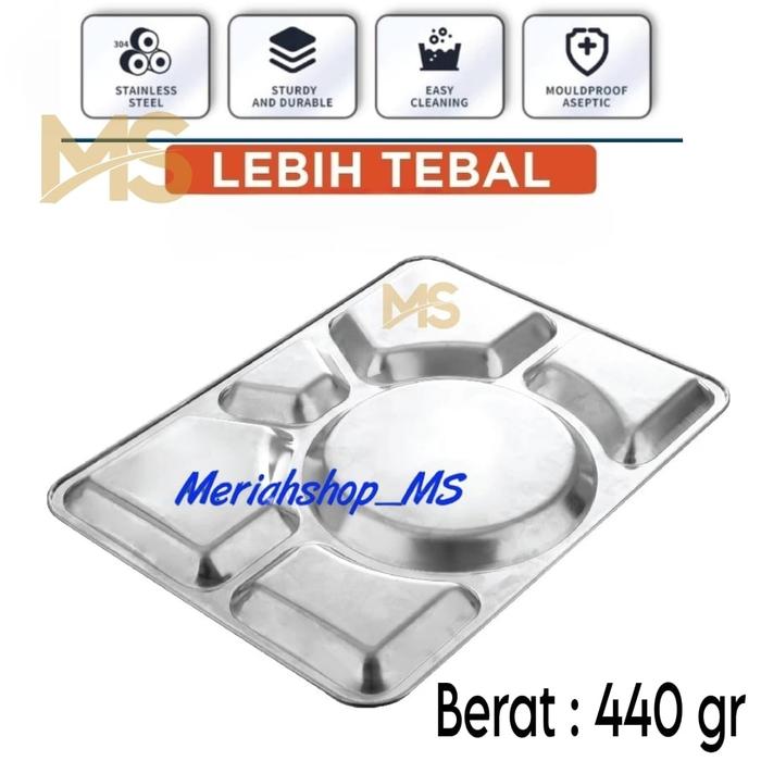 Jual Piring Makan 6 Sekat 40x30cm tebal 1mm Food Tray NAMPAN ompreng ...