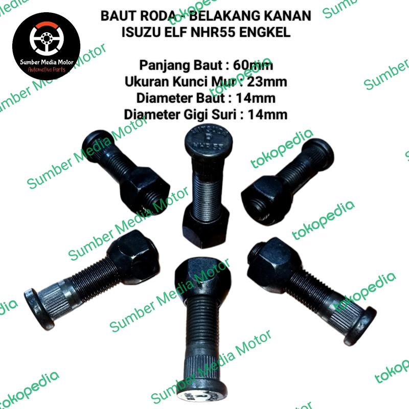 Mitsuda Hub Bolt Assy Baut Roda Belakang Kanan Isuzu ELF NHR55 - Shop ...