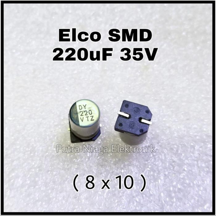 Jual Elco SMD 220uF 35V Alumunium 220 uF 35Volt Aluminum Kapasitor 8x10 ...