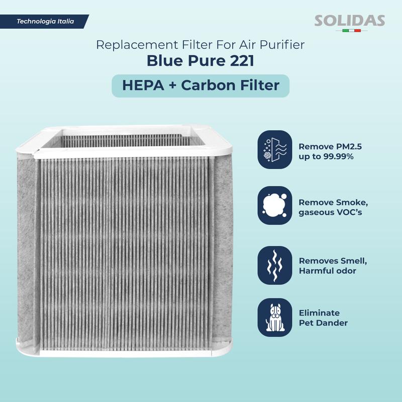 Blue Pure Air Purifier Filter 221 - HEPA + Carbon Filter Replacement ...