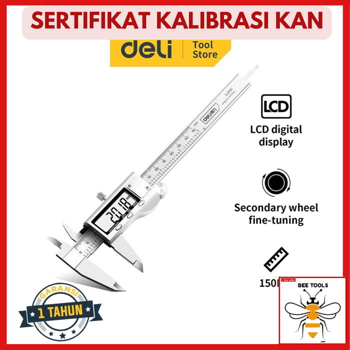 Promo Vernier Caliper Jangka Sorong Digital Deli 150 mm Sertifikat KAN ...