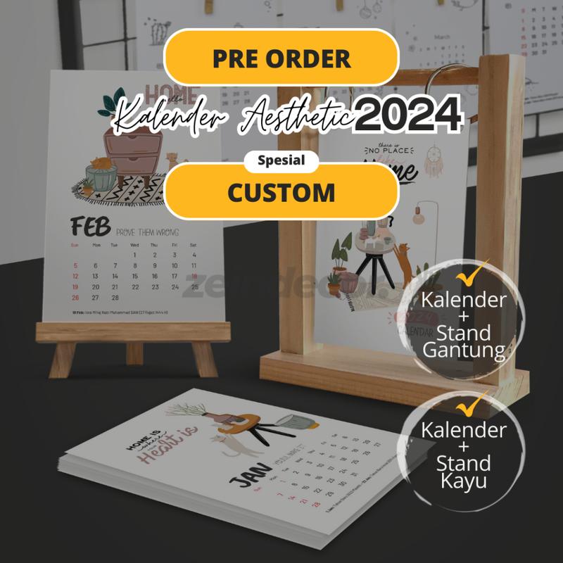 CUSTOM Kalender Meja 2024 Plus Stand Gantung atau Easel via PRE - Shop ...