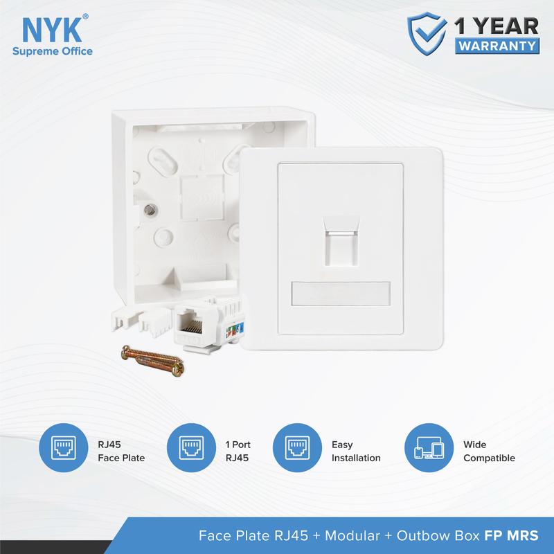 Faceplate 1 PORT RJ45 NYK Modular Wall Outbow Box FP MRS - Shop | Tokopedia
