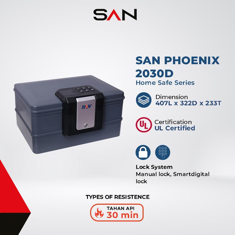 BRANKAS TAHAN API BRANKAS CASH BOX MINI PORTABLE SAN PHOENIX 2030D ...