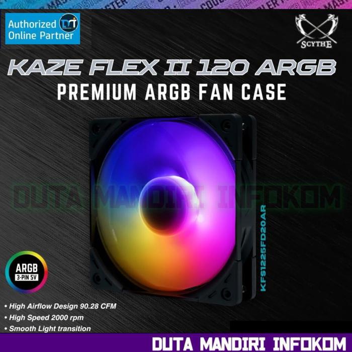 Jual Scythe Kaze Flex II 120 ARGB - PWM 300-2000 RPM 120mm Gaming Fan ...