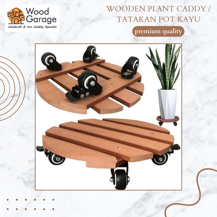 Jual Wooden standing planter caddy / tatakan pot dengan roda - Kab ...