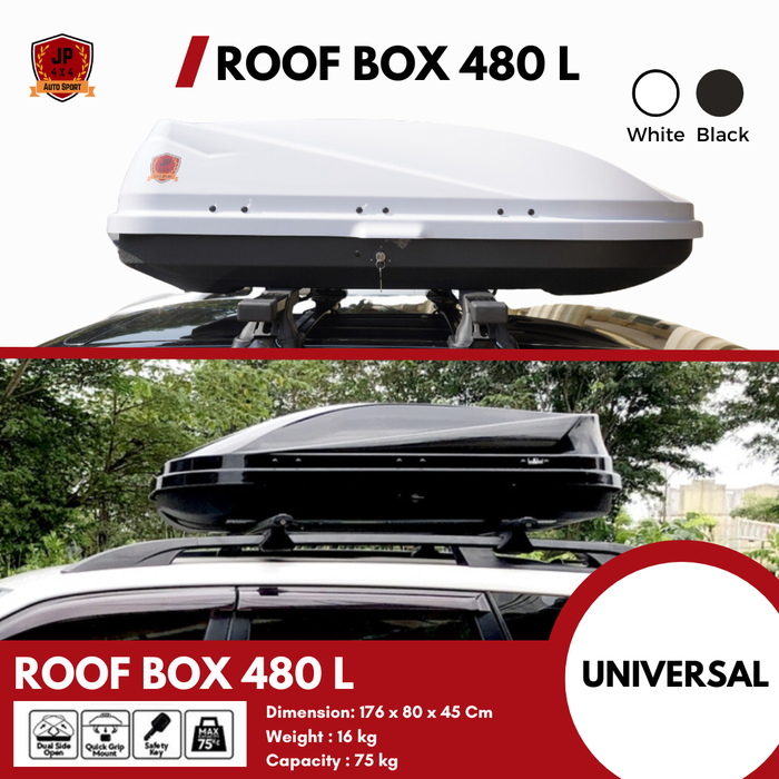 Jual roof box bagasi atas mobil universal 350 Liter - Hitam/Putih ...