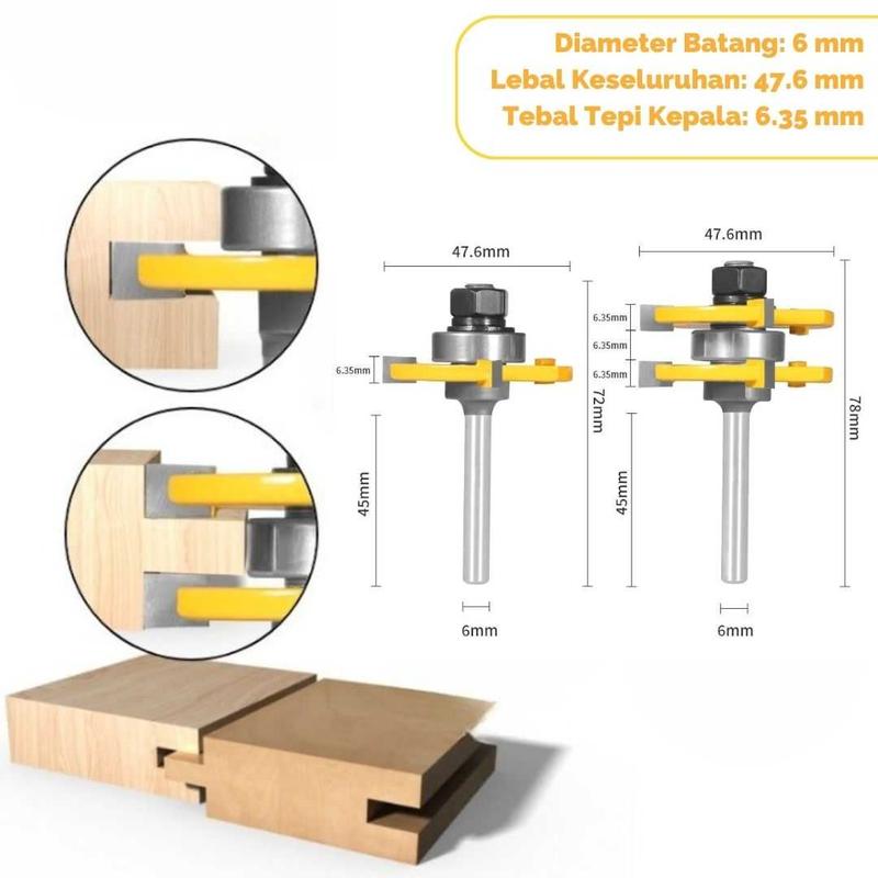Mata Bor Sambungan Kayu Router Bit Tenon Mata Profil Tounge Joint ...