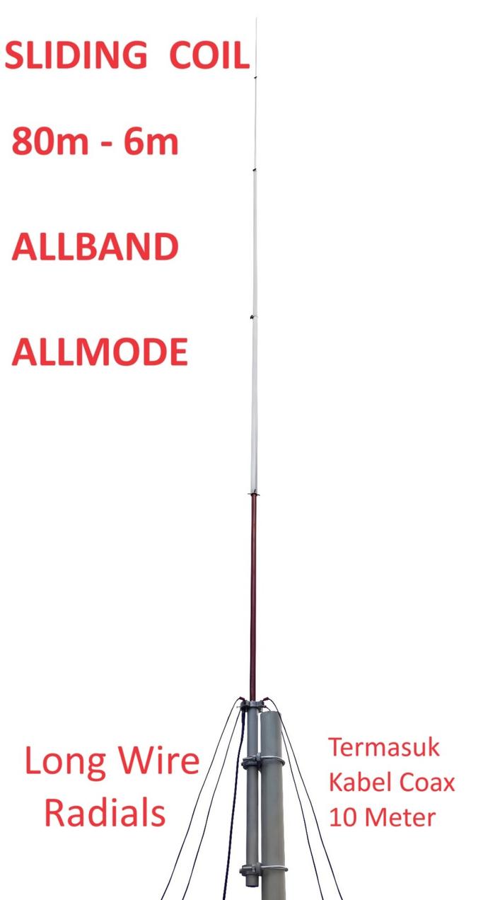 Jual Antena HF SSB Sliding Coil 3.6-50Mhz 80m-6m Band 500W Antenna Base ...