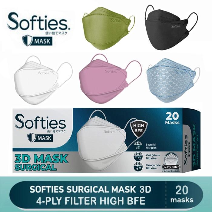 Masker Softies 3D Surgical Mask 4 ply 20's/Masker Kleenex 3D Surgical ...