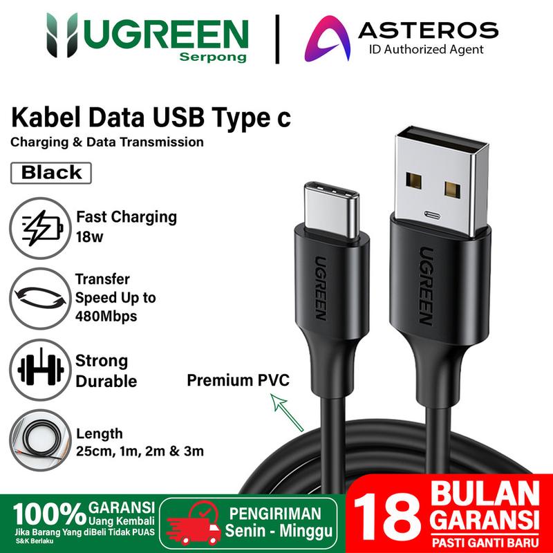 UGREEN Kabel Data USB Type C Charger Fast Charging 3A 18W QC3.0 - Shop ...