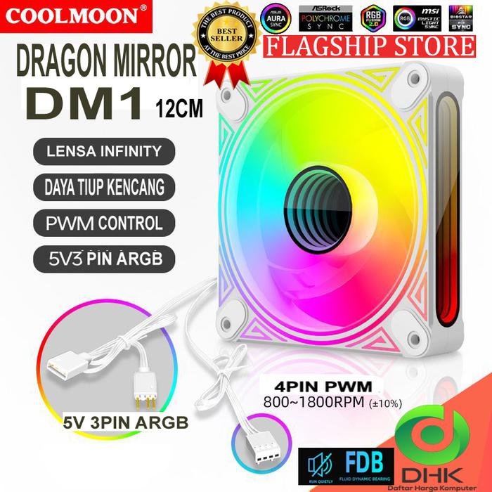 Jual FAN COOLMOON DRAGON MIRROR DM1 12CM kipas ARGB PWM INFINITY LENSE ...