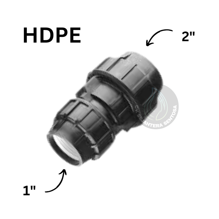 Jual Reducer HDPE 2" x 1" Verlop Sok Vlok HDPE Sambungan Pipa HDPE ...