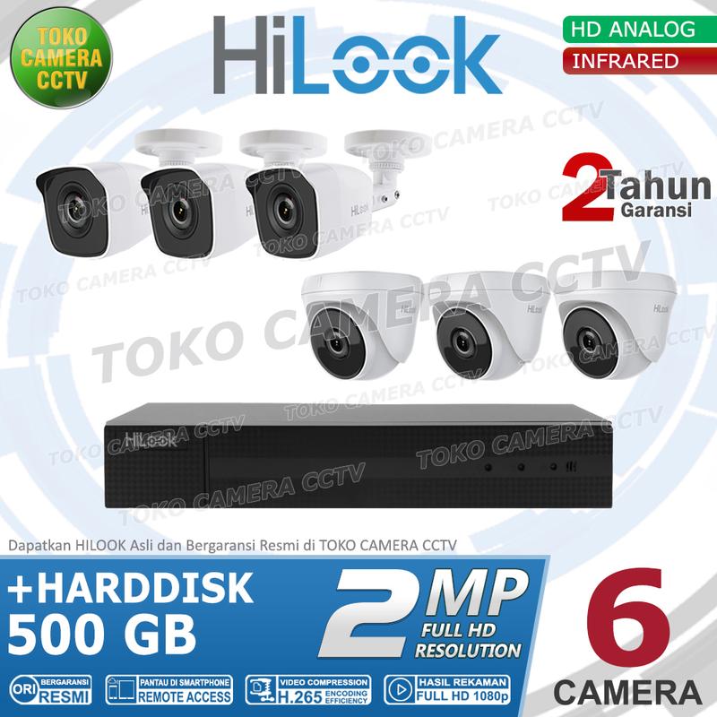 PAKET CCTV HILOOK 2MP 8 CHANNEL 6CAMERA HDD 500GB - Shop | Tokopedia