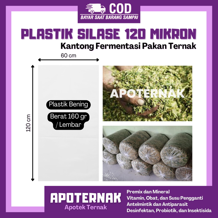 Jual Plastik Silase Fermentasi Pakan Ternak | Tebal 120 Mikron | 60x120 ...