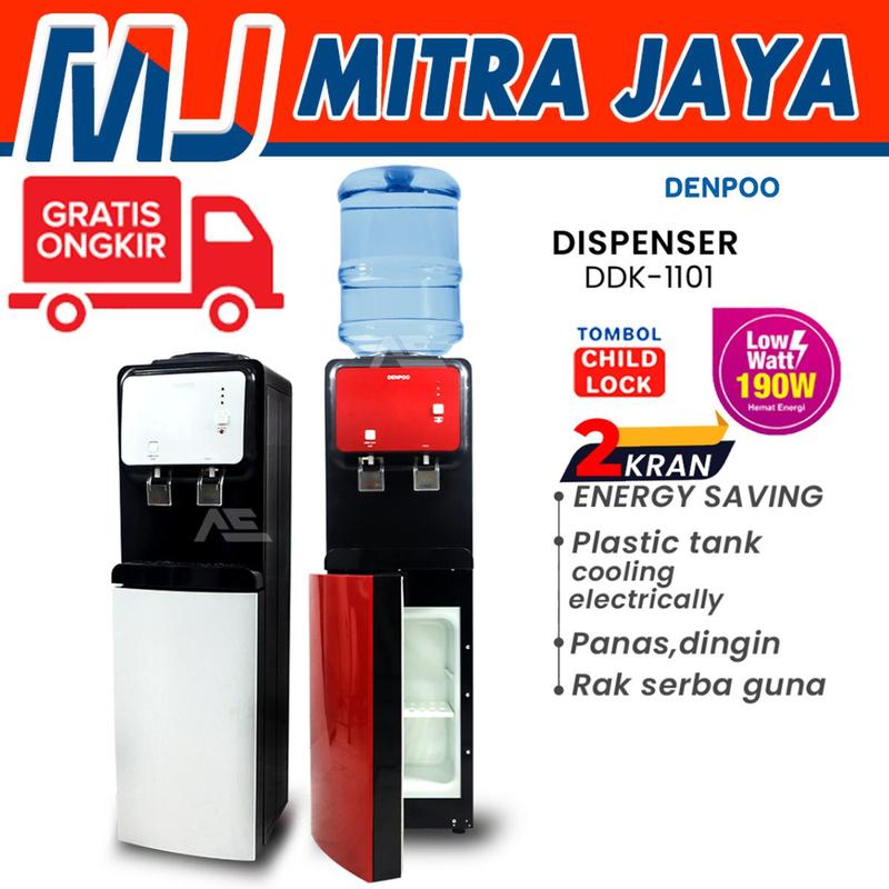 DENPOO DISPENSER MERAH DAN PUTIH GALON ATAS SERTA RAK BAWAH - DDK1101 ...