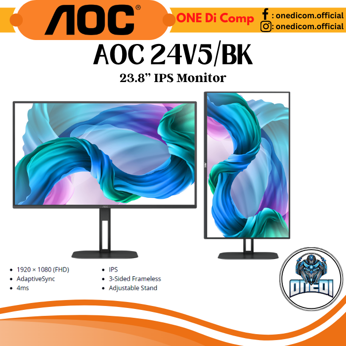 Jual Monitor LED AOC 24V5 24" IPS 75Hz 1080p 5ms AdaptiveSync Frameless ...