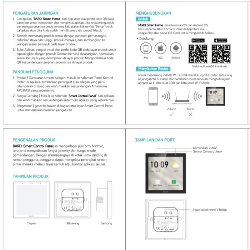 BARDI SMART CONTROL PANEL 4 INCH TUYA WIRELESS HOME SYSTEM ANDROID IOS ...