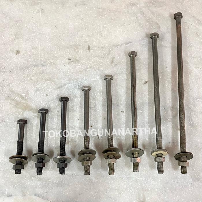 Jual Baut Mur Hitam NC 1/2 / Baut Mur Kayu Hitam 1/2 - NC 1/2 x 10 ...