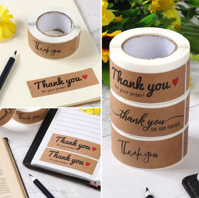 Jual 120pcs/roll Stiker Thankyou Kraft Paper Label Packing - Kota ...