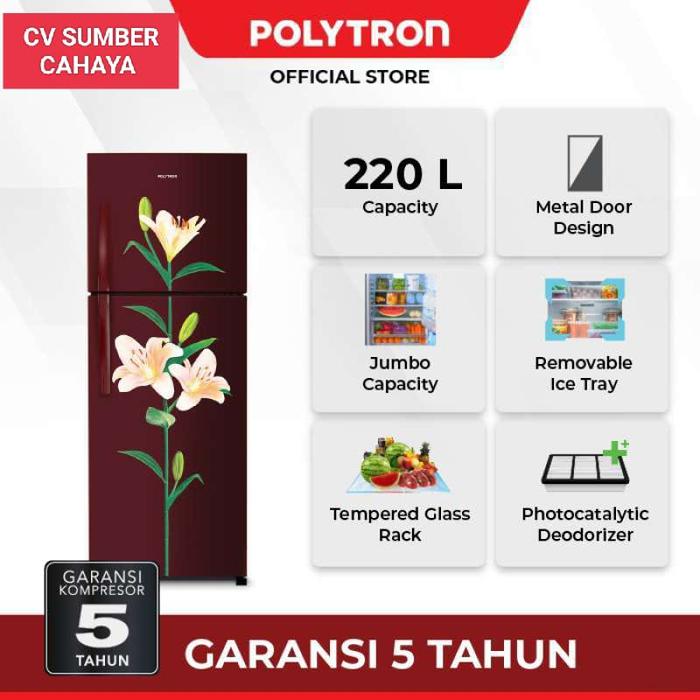 Jual Polytron Kulkas 2 Pintu 220 Liter PRB 237 Flower Design Metalic ...