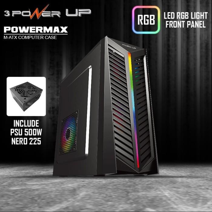 Jual Casing 3 POWER UP POWERMAX m-ATX with PSU 500W LED RGB - Putih ...