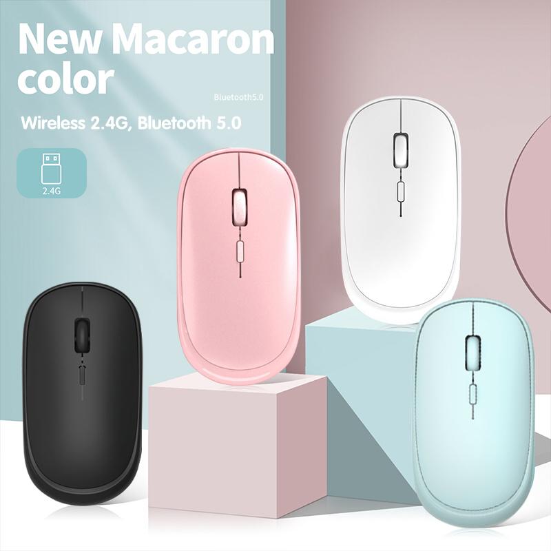 Macaron Mouse Bluetooth Wireless 2.4G Mouse Komputer Mouse Gamer Gaming ...