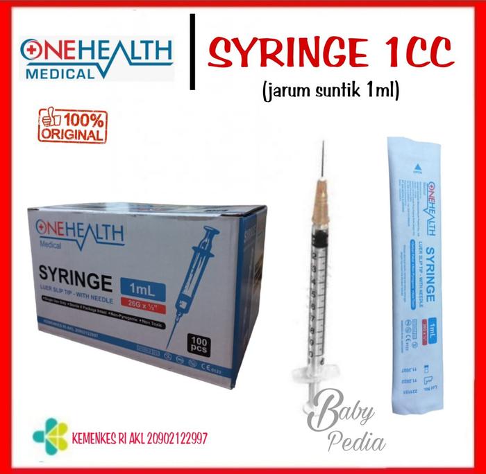 Jual ONEHEALTH 1CC / Syringe 1cc / Jarum Suntik 1cc / Spuit 1mL - 1box ...
