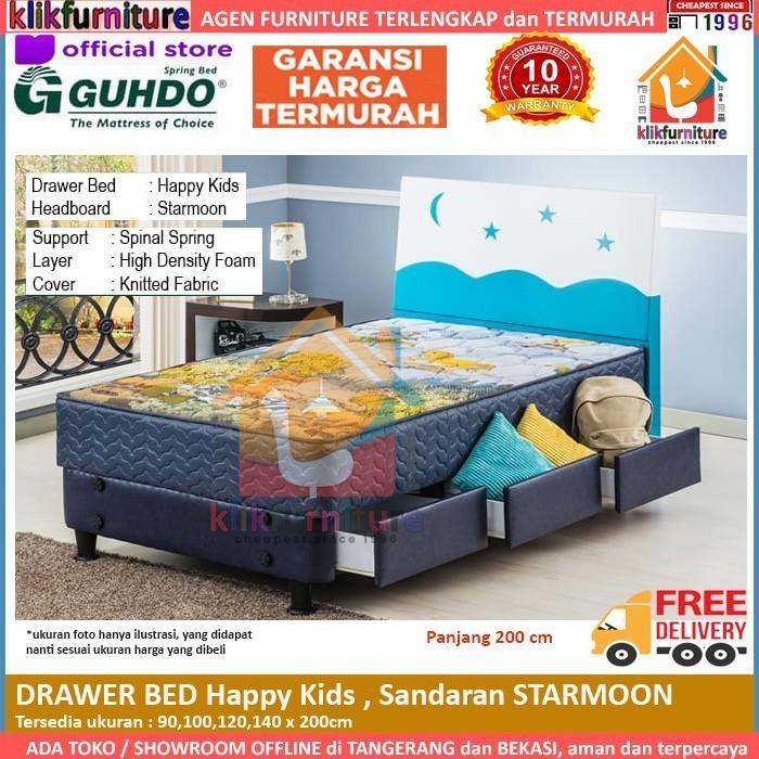 (1 Set) Springbed Guhdo Drawer Bed Happy Kids Sandaran Star Moon - Shop ...