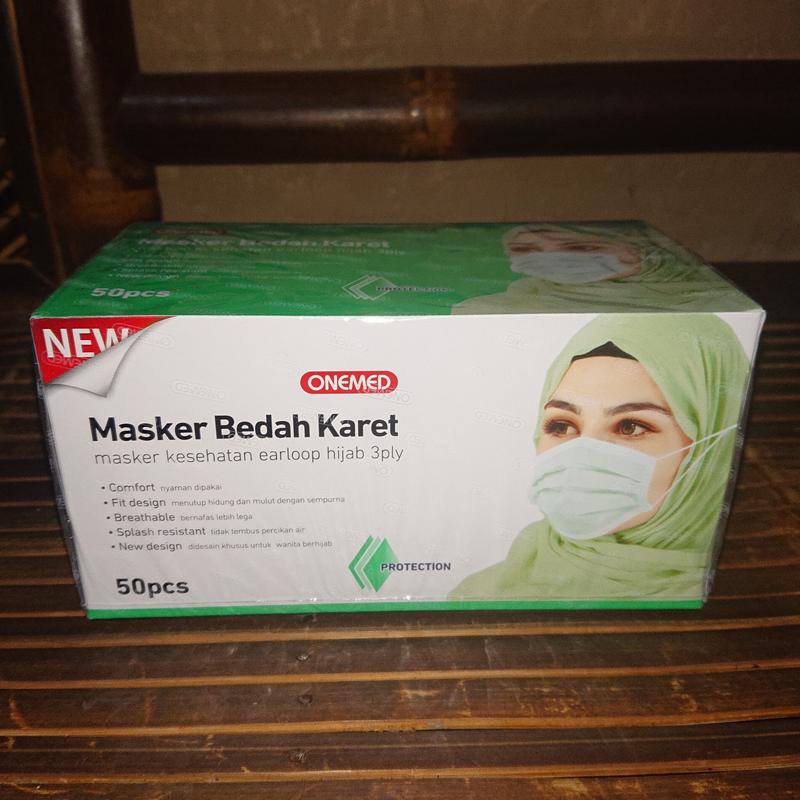 Masker bedah karet 3ply Hijab onemed 50's/ masker headloop - Shop ...